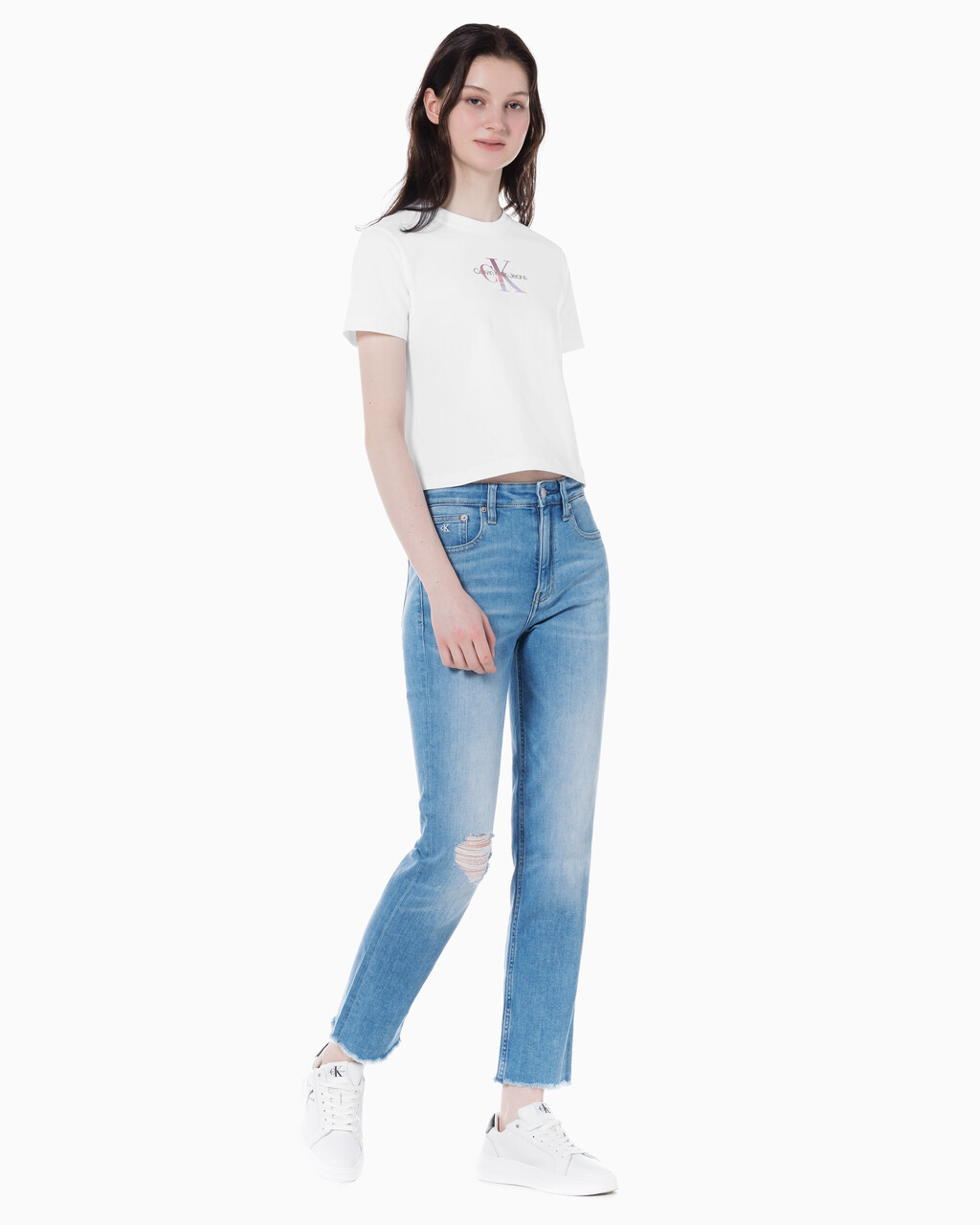 여성 하이라이즈 슬림 스트레이트핏 라이트블루 이탈리안 데님 Blue Calvin Klein Korea