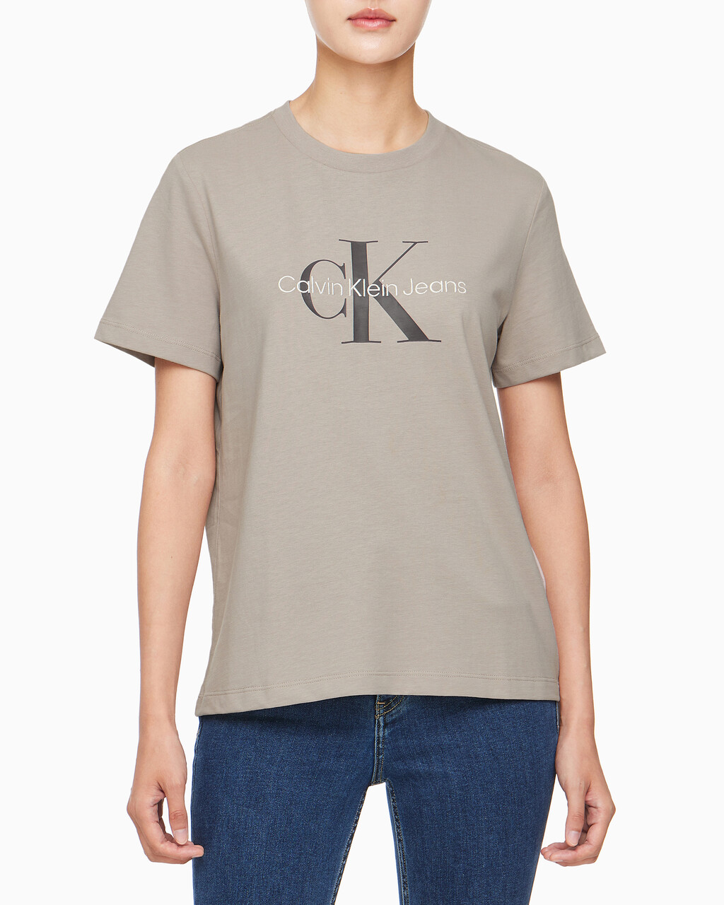 여성 히어로 모노로고 크루넥 반팔 티셔츠 | brown | Calvin Klein Korea