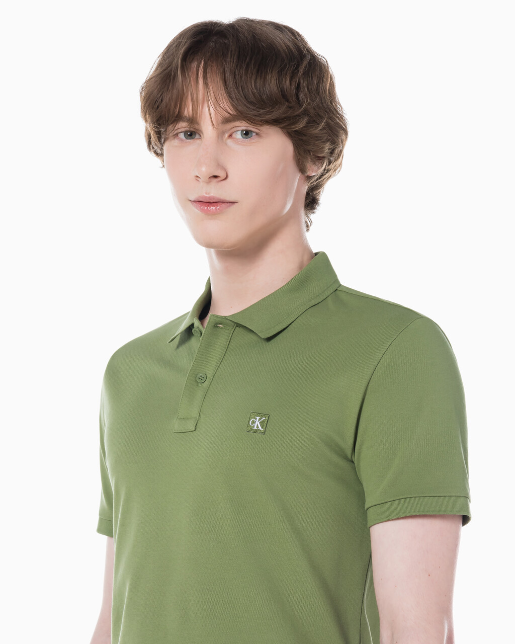 남성 슬림 CK 로고 뱃지 폴로 티셔츠 | green | Calvin Klein Korea