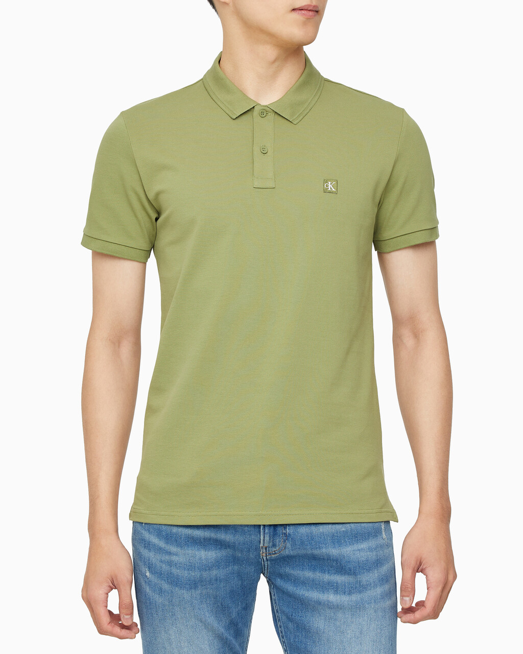 남성 슬림 CK 로고 뱃지 폴로 티셔츠 | green | Calvin Klein Korea